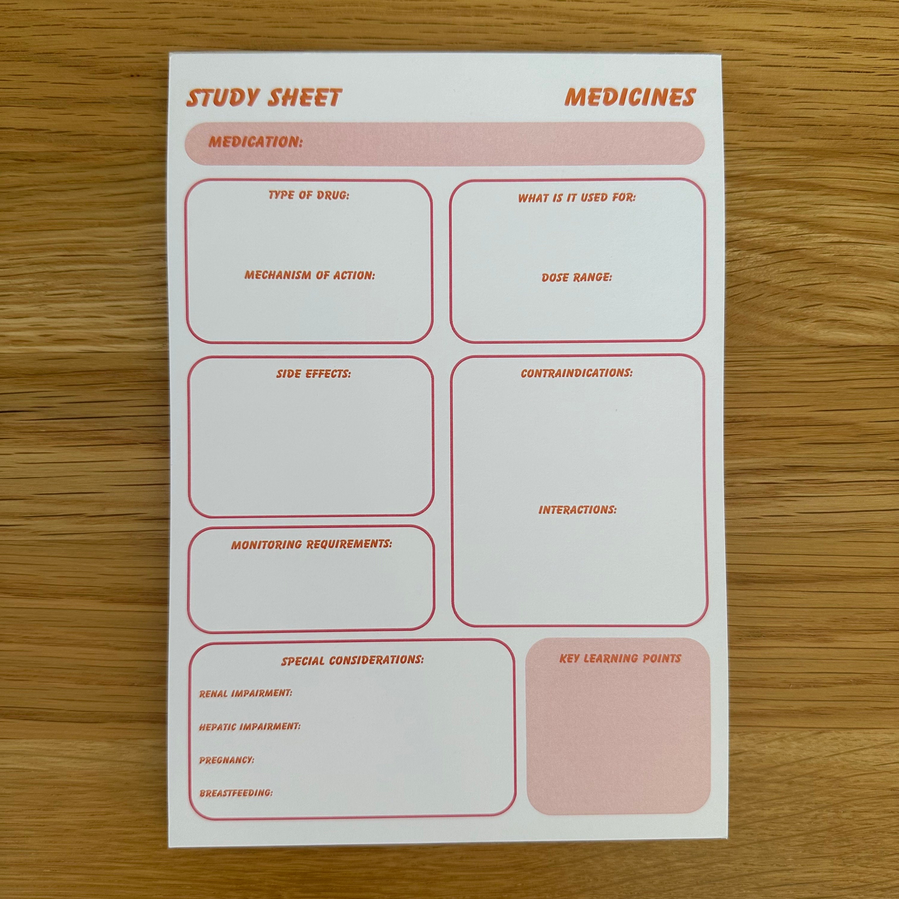 Medication Revision Study Notepad for Medicine, Nurses, Pharmacy ...