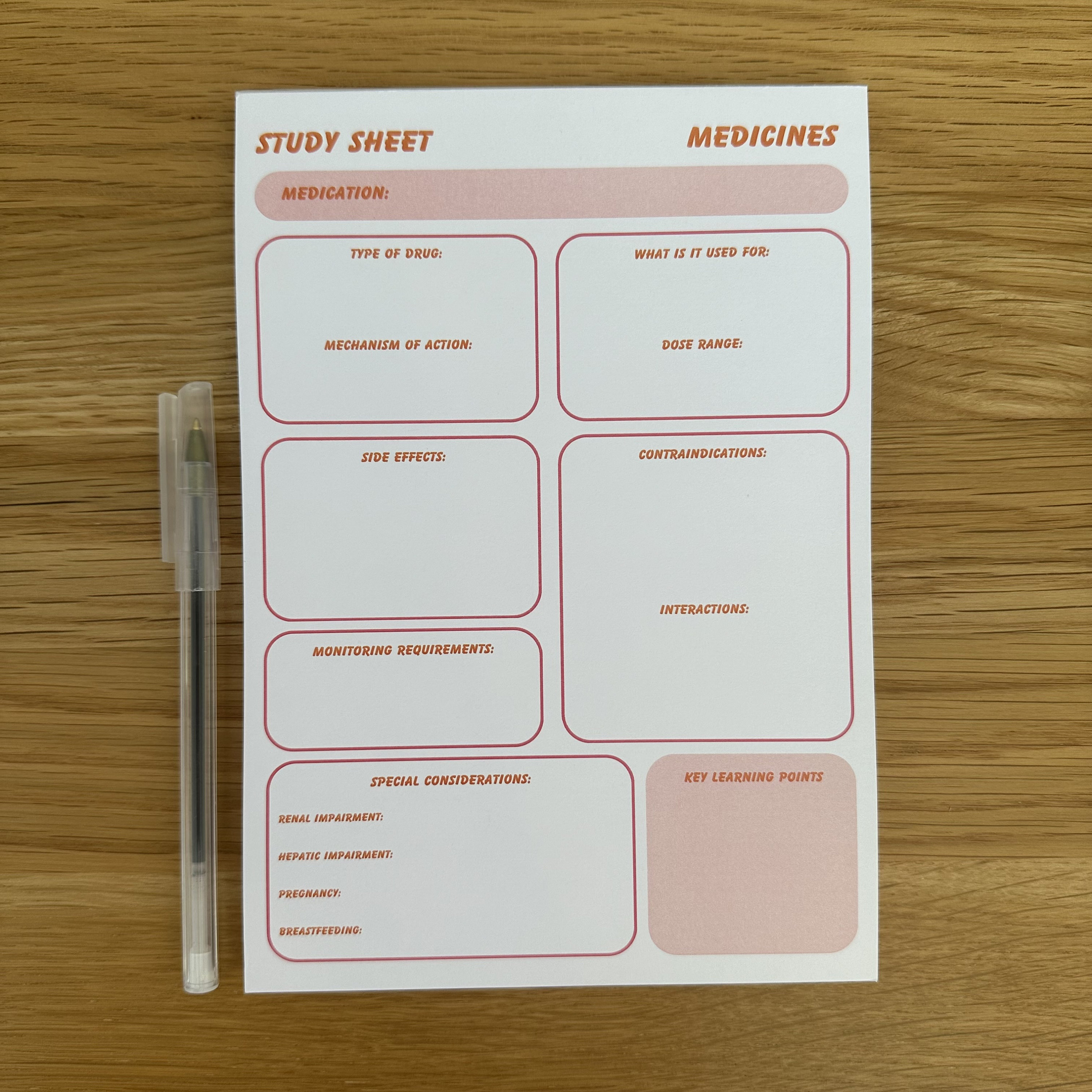 Medication Revision Study Notepad for Medicine, Nurses, Pharmacy ...