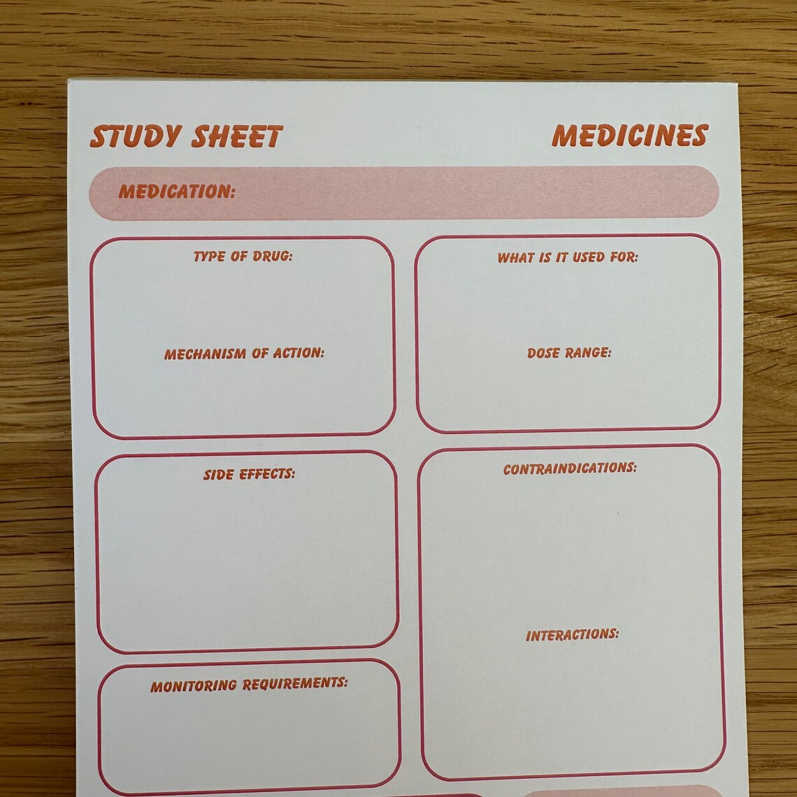 Medication Revision Study Notepad for Medicine, Nurses, Pharmacy ...