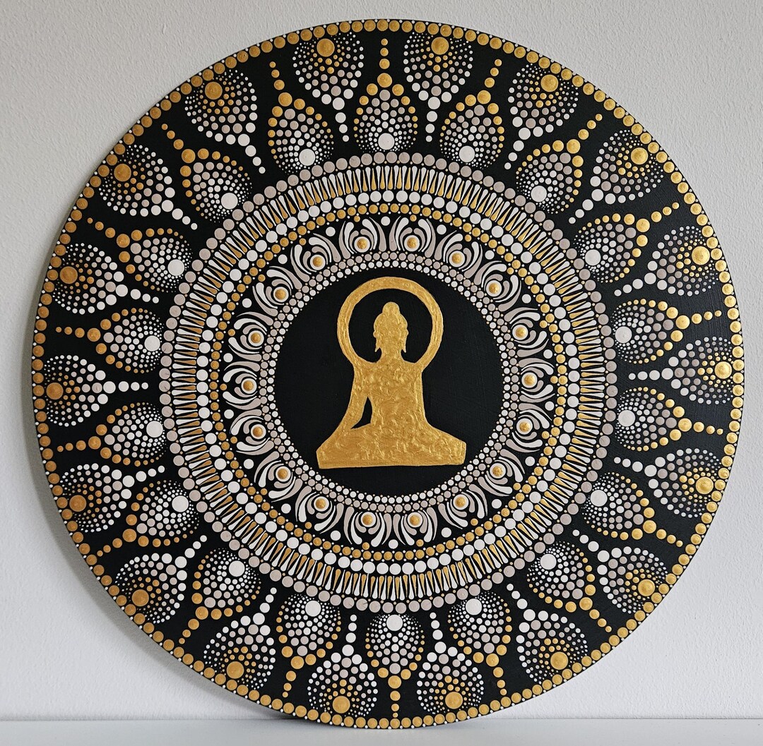 Buddha Mandala Dot Art: Acrylic Painting on Wood - Etsy