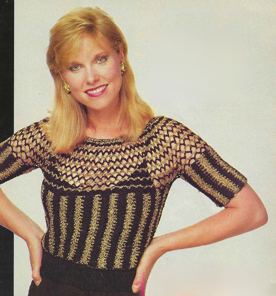 CROCHET PATTERN Gold Black Ladies Blouse Elegant Women's Top Dressy ...