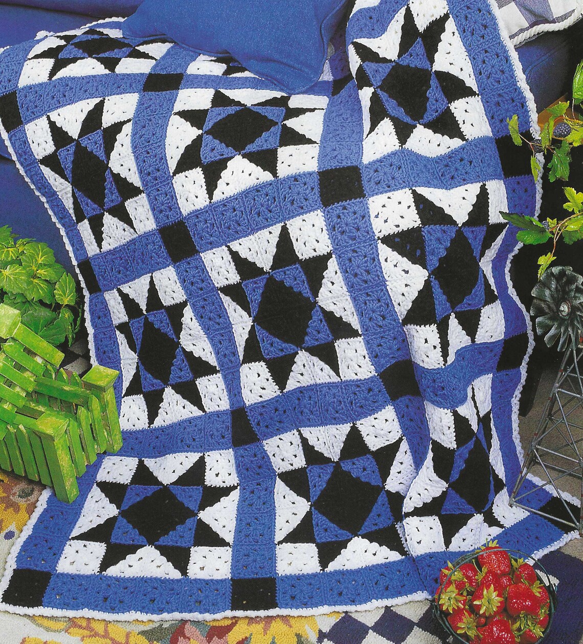 Blue Star Blanket Crochet Pattern Afghan Any Size Throw Motif Pattern ...