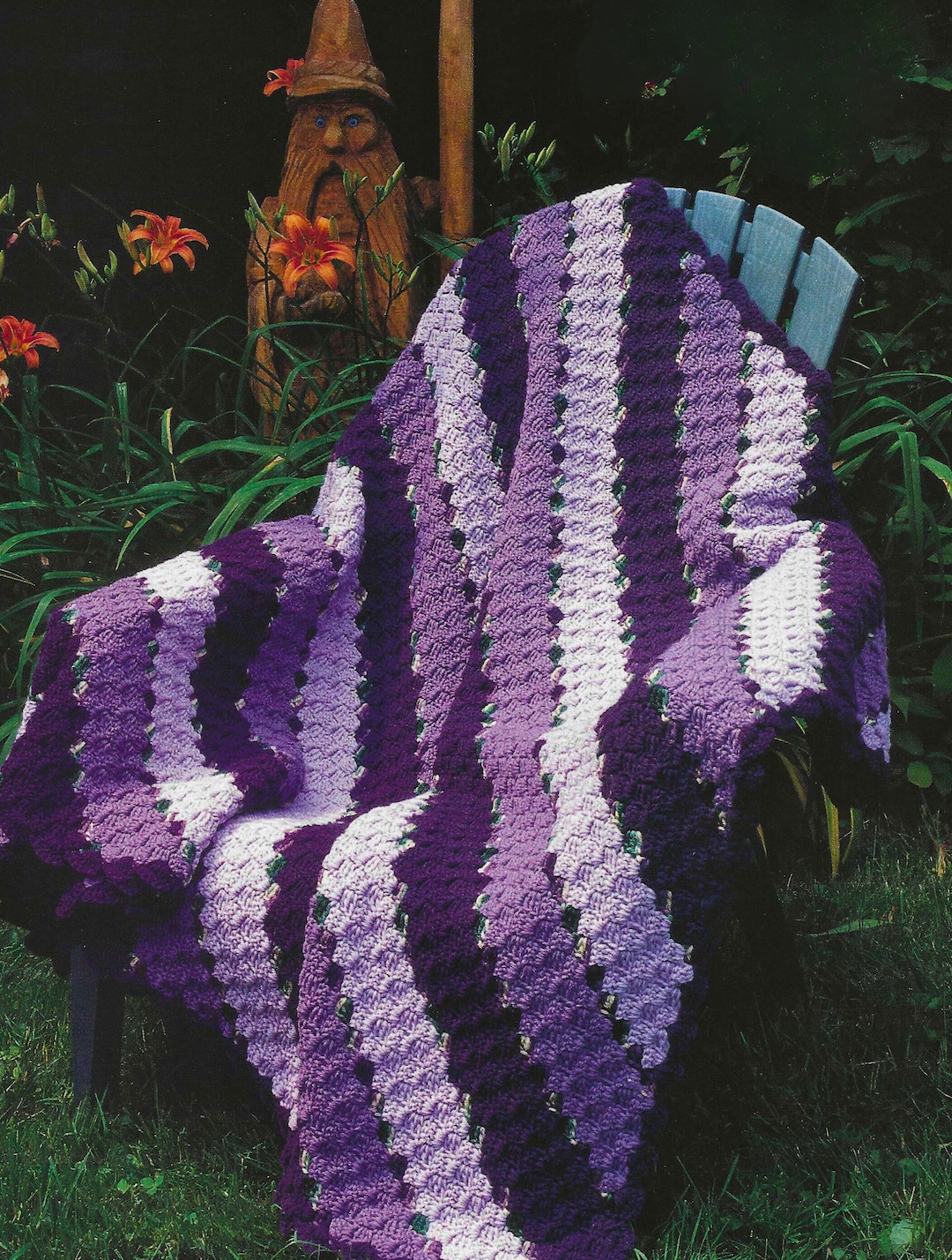 Purple Striped Crochet Blanket PATTERN: Diagonal Afghan (PDF Download ...
