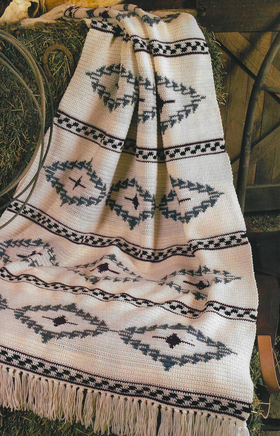Navajo CROCHET PATTERN Blanket Southwestern Native American Afghan in ...