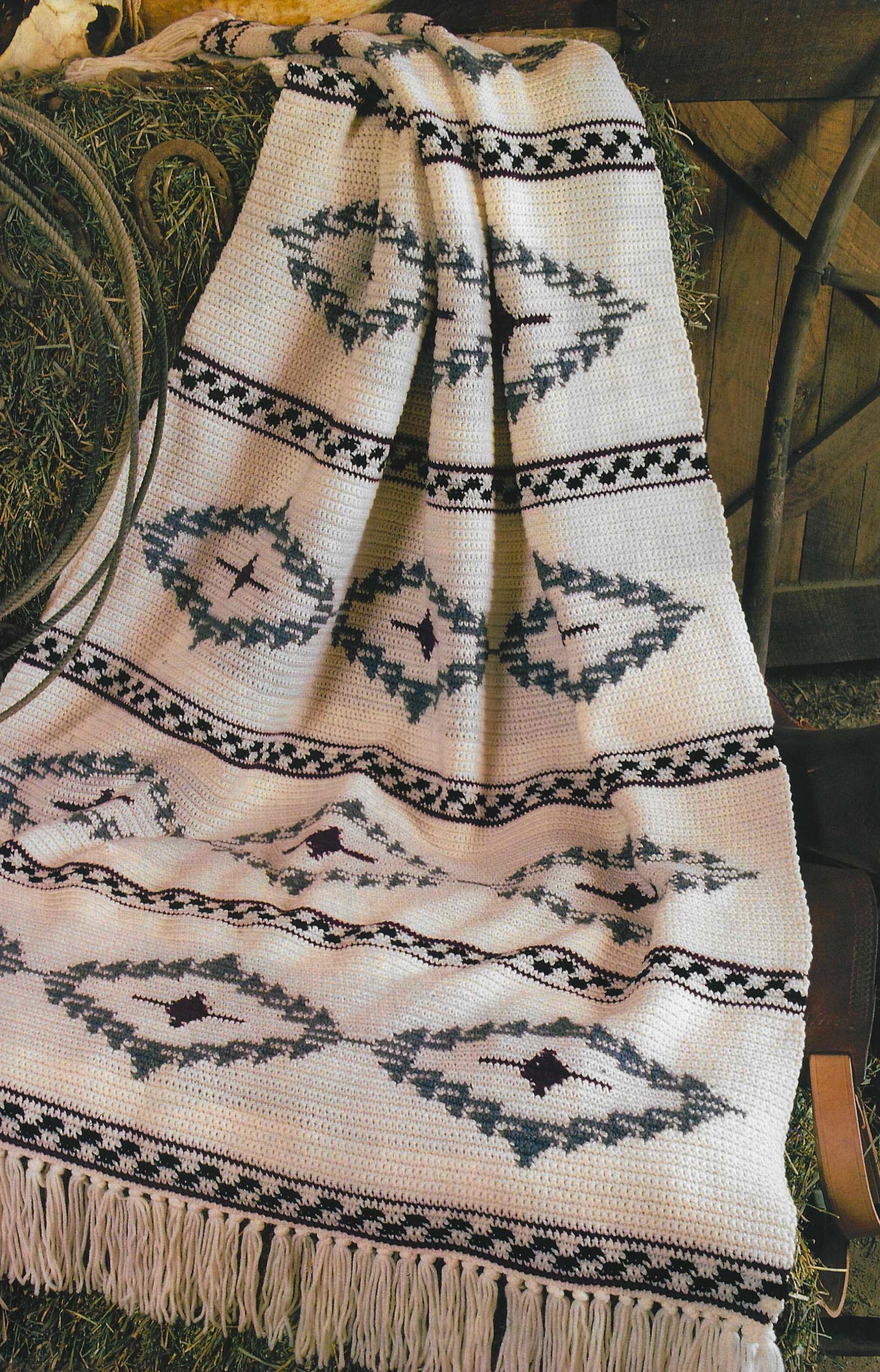 Navajo CROCHET PATTERN Blanket Southwestern Native American Afghan in ...