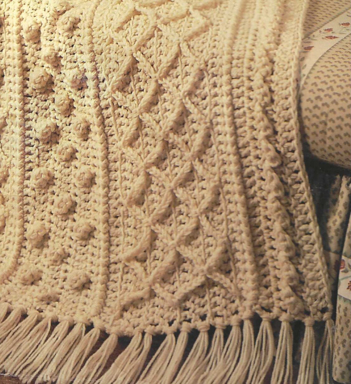 3 CROCHET PATTERN Afghans Vintage 80s Blanket Fisherman, Cross Stitch ...