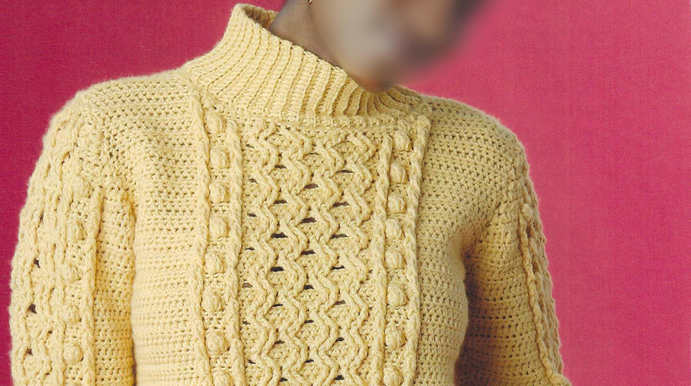 Vintage Cable Crochet Sweater PATERN, Women’s Turtleneck Pullover, Gift ...