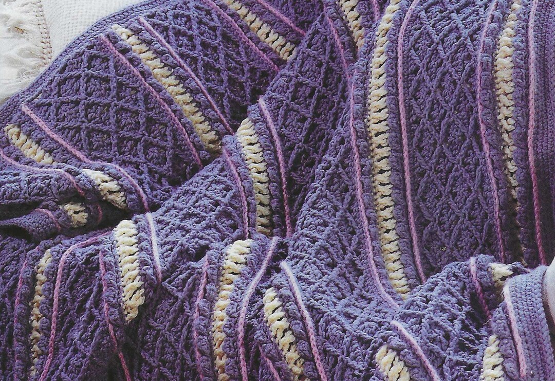 Crochet Afghan PATTERN: Irish Trellis Blanket, Vintage 90s Style (PDF ...