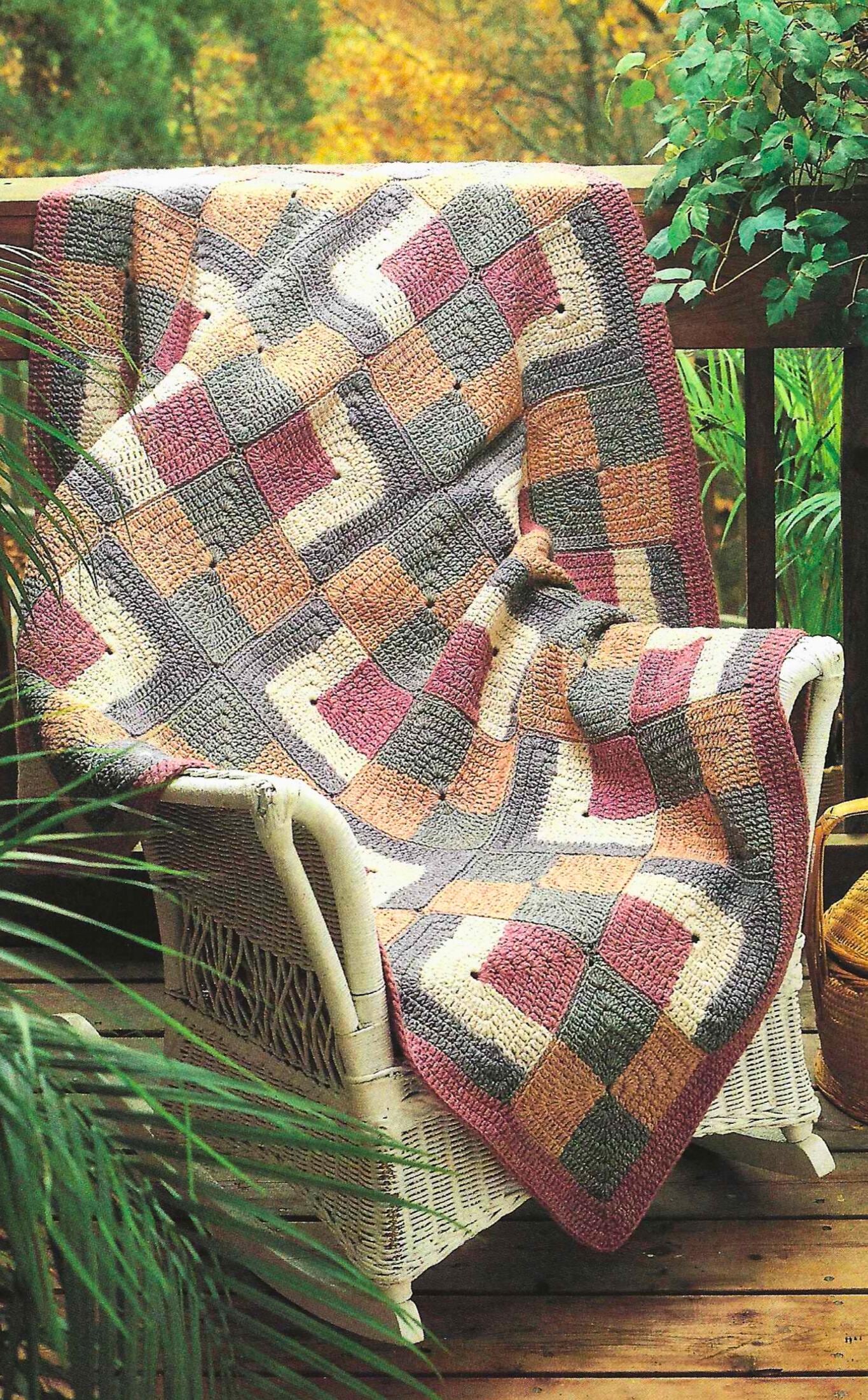 Log Cabin CROCHET Blanket PATTERN – Cozy Patchwork Afghan for Home ...