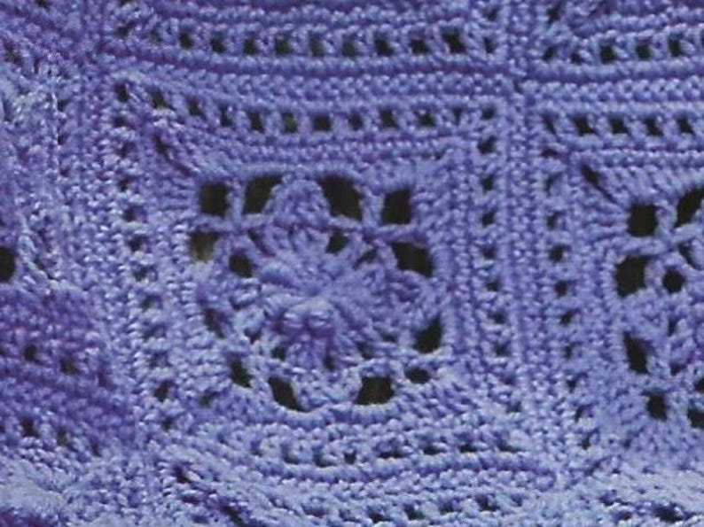 Vintage Periwinkle Crochet Afghan Pattern: Join as You Go, No Sew (PDF ...