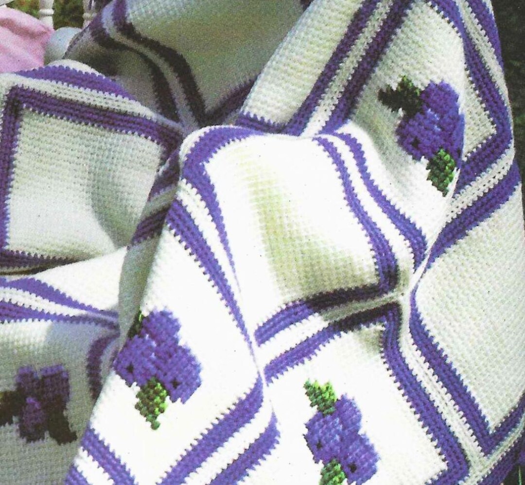Blueberry Afghan Crochet PATTERN: Tunisian Stitch Blanket Square (PDF ...
