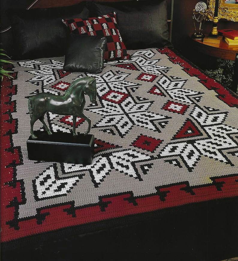 CROCHET PATTERN Indian Snow Blanket Native American Throw Aztec Afghan ...