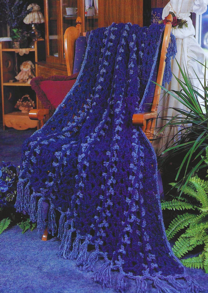 Crochet Blanket PATTERN: Midnight Rhapsody Afghan With Shell Stitch ...