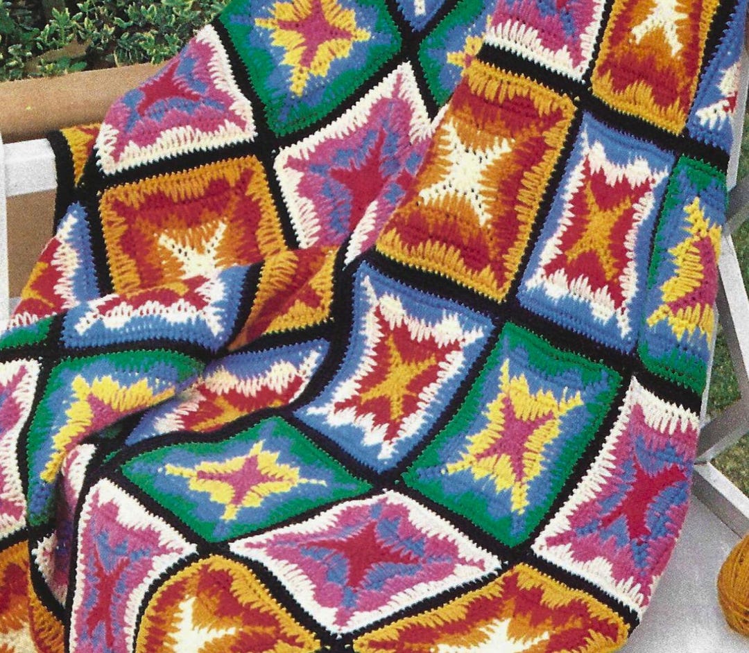 Firecracker CROCHET PATTERN Blanket Colorful Fiery Afghan With ...
