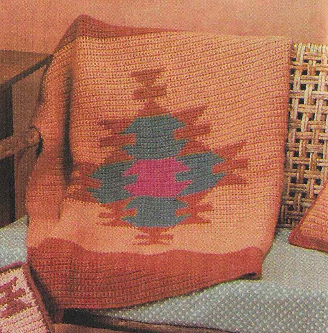 Vintage Southwestern Crochet PATTERN Bundle: Afghan, Pillow, Tote, Rug ...