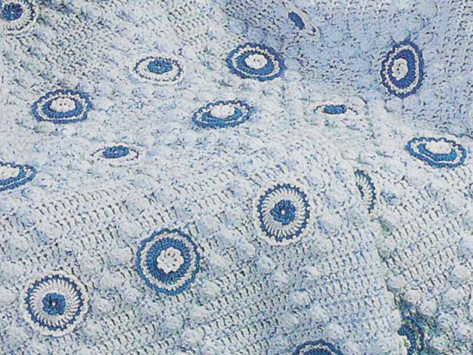 Diamond Popcorn Stitch Crochet Pattern Blanket Blue and White Afghan ...