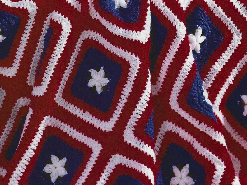 Crochet Star Afghan Pattern: Red White Blue Granny Square Blanket (PDF ...