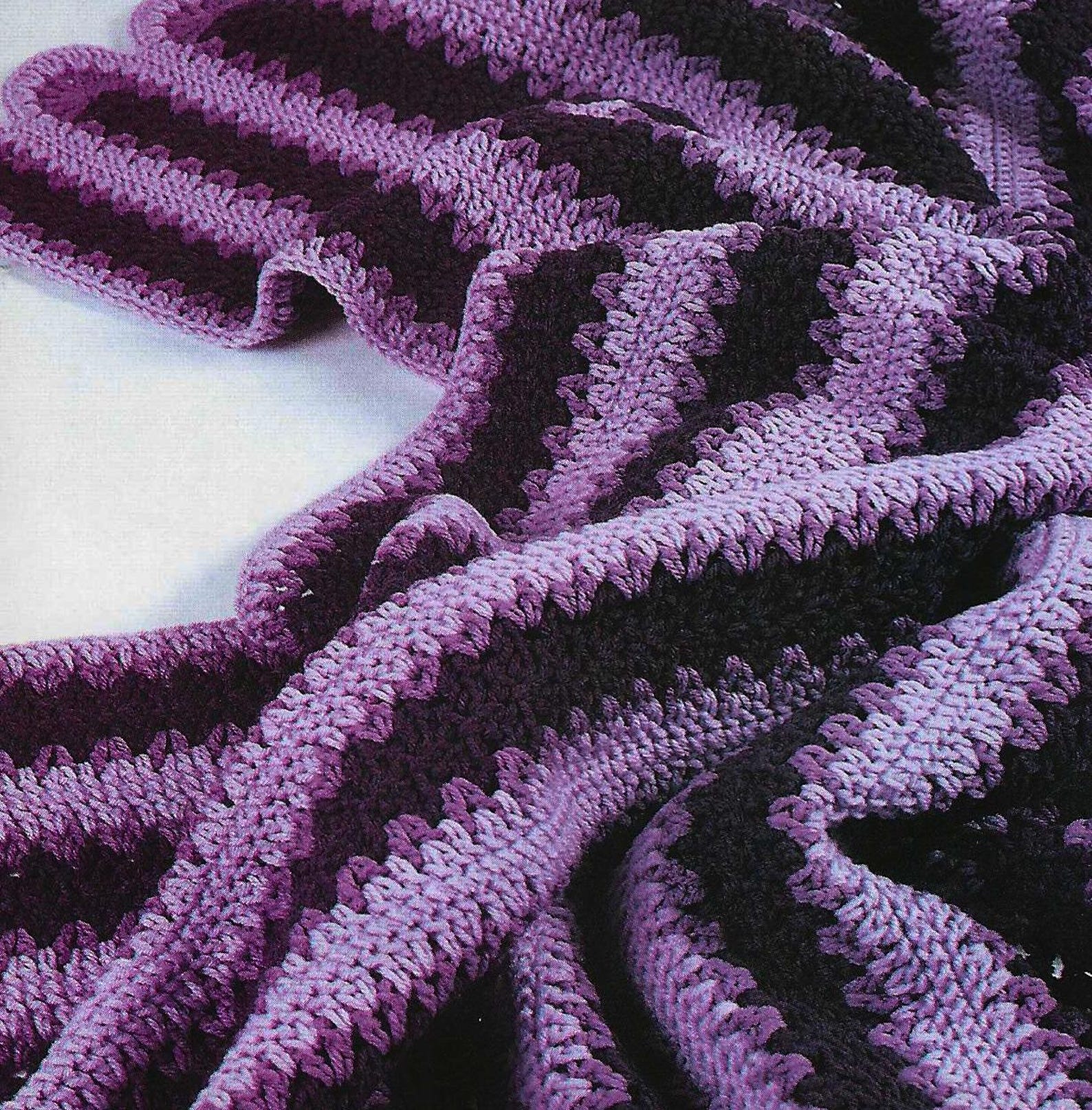 Purple Striped Afghan Crochet Pattern: Easy Home Decor (PDF Pattern) - Etsy