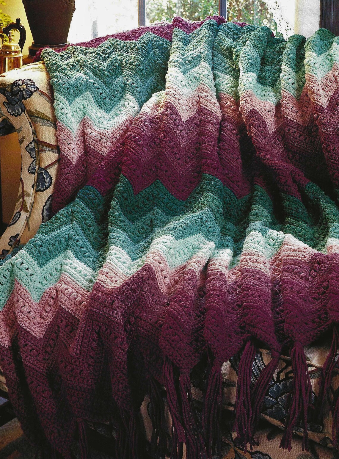 Royal Ripple CROCHET PATTERN Afghan With Wavy Stripes in Emerald Ruby ...