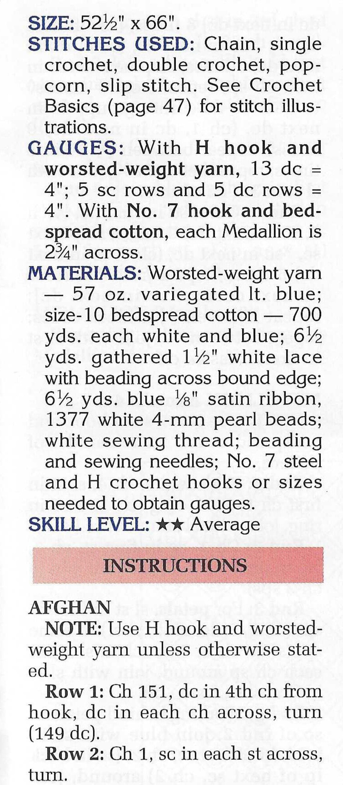 Diamond Popcorn Stitch Crochet Pattern Blanket Blue and White Afghan ...