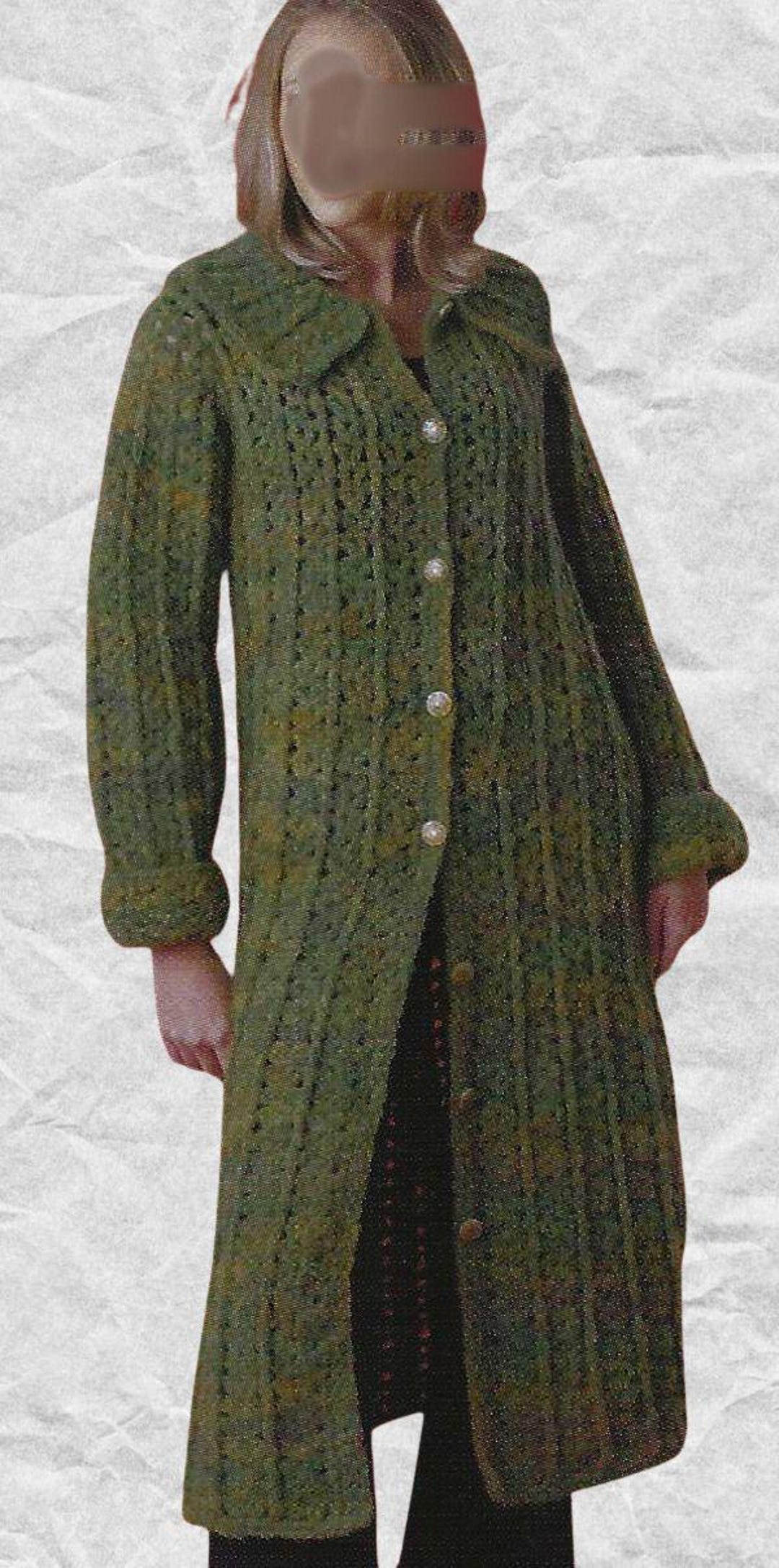 Crochet Duster Coat PATTERN PDF: Vintage Vertical Stitch Trench ...