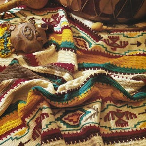 Tunisian Crochet Blanket PATTERN: Phoenix Bird, Southwest Afghan (PDF ...