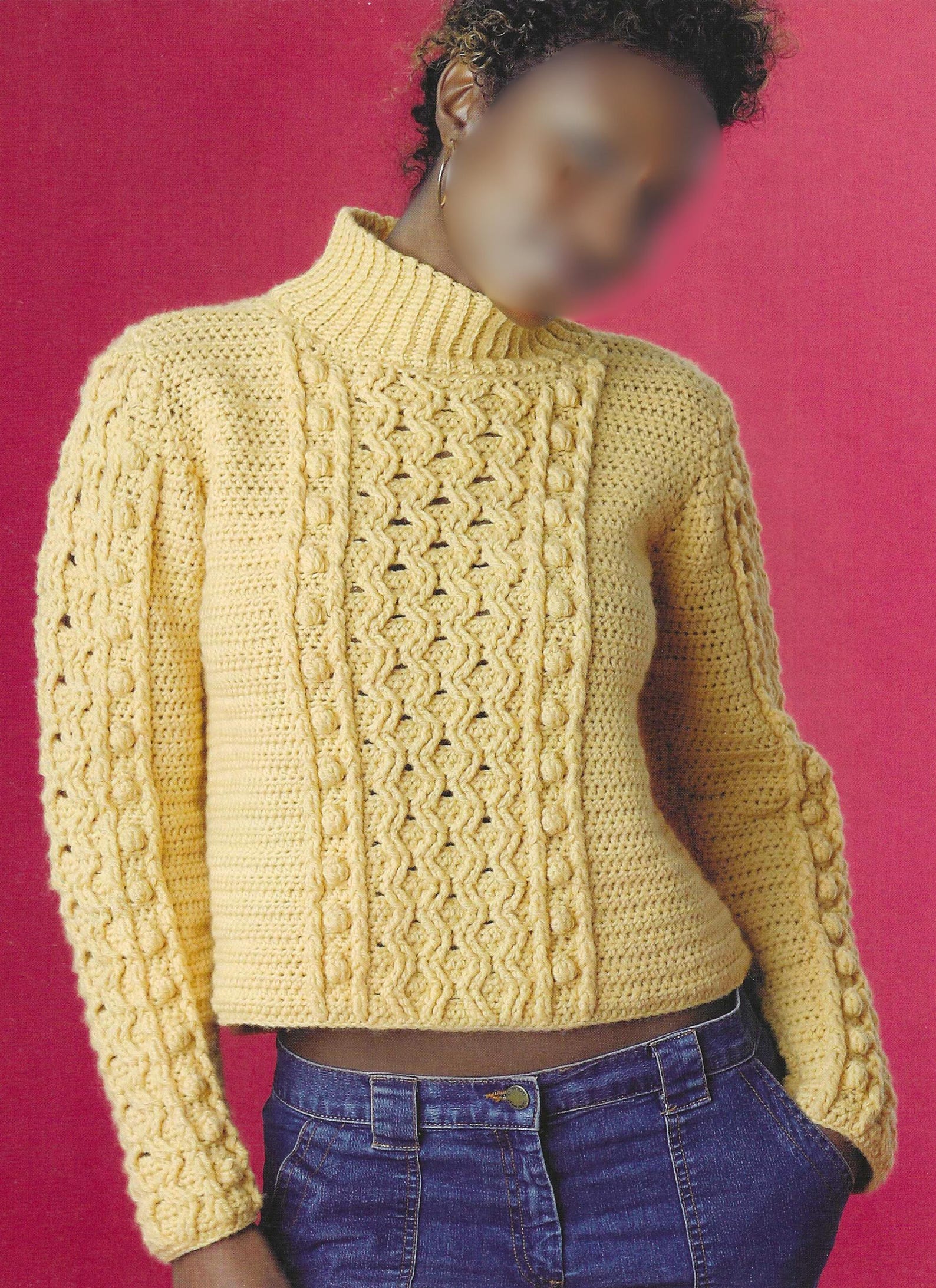 Vintage Cable Crochet Sweater PATERN, Women’s Turtleneck Pullover, Gift ...