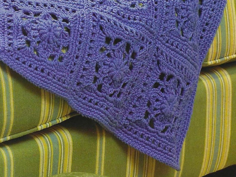 Vintage Periwinkle Crochet Afghan Pattern: Join as You Go, No Sew (PDF ...