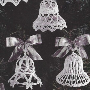 Bell Ornaments Christmas CROCHET PATTERN Wedding Cake Topper or Table ...