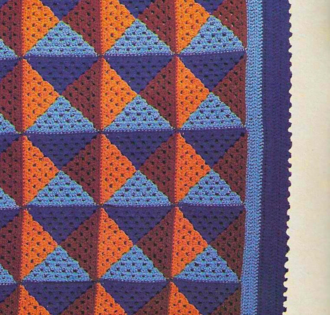 Optical Illusion Crochet Blanket Pattern Afghan Vintage 80s Blanket ...