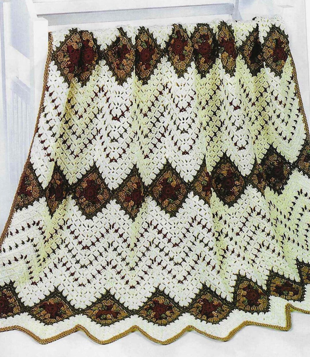 Indian Harvest Crochet Blanket PATTERN: Diamond Afghan, Earth Tones ...