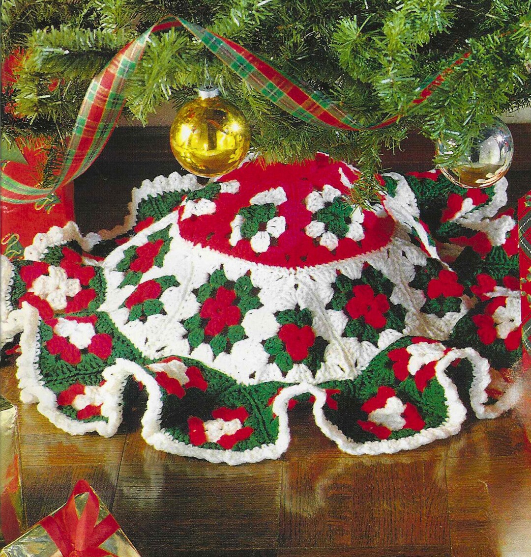 Beginner CROCHET PATTERN Granny Square Christmas Tree Skirt Holiday ...