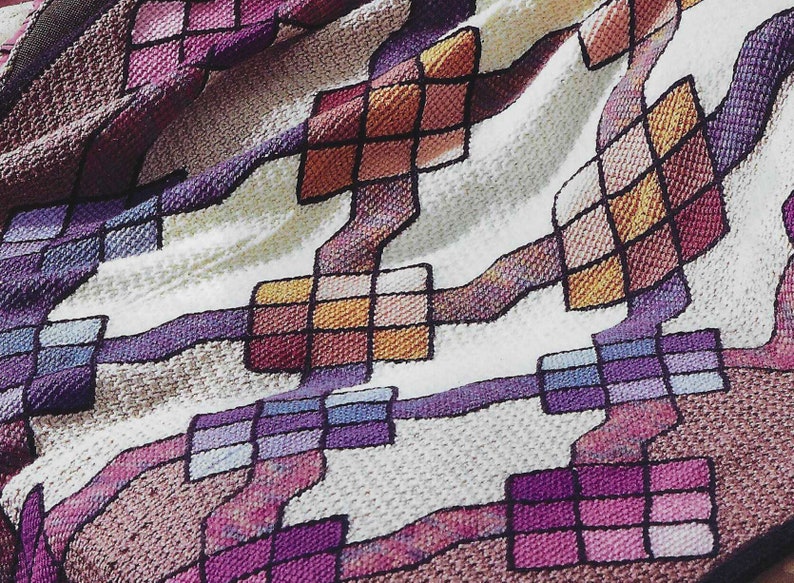 Stained Glass Afghan Tunisian CROCHET PATTERN Beautiful Color Blanket ...