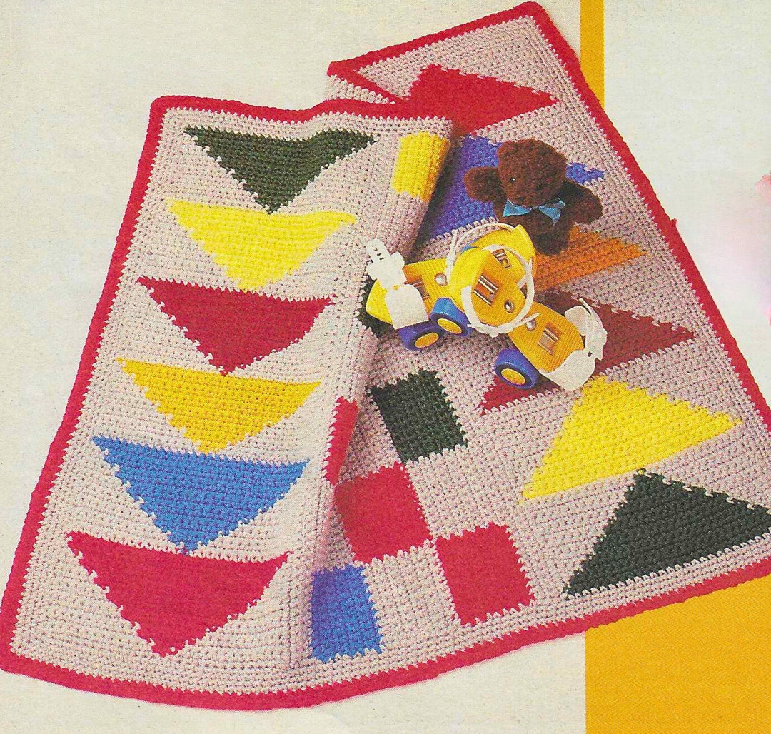 Geometric Baby Blanket CROCHET PATTERN Colorful Baby Afghan Triangles ...