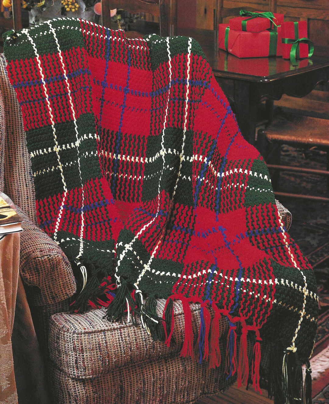 Tartan Plaid CROCHET PATTERN Blanket Country Charm Afghan Classic ...