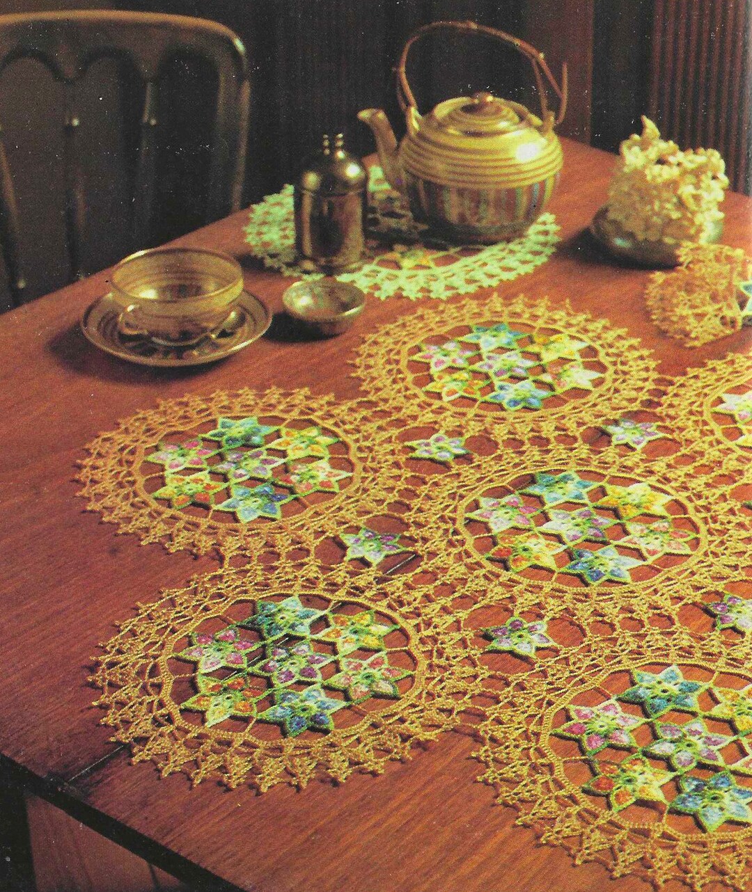 Centerpiece 7 Stars Doily CROCHET PATTERN Colorful Decoration for ...