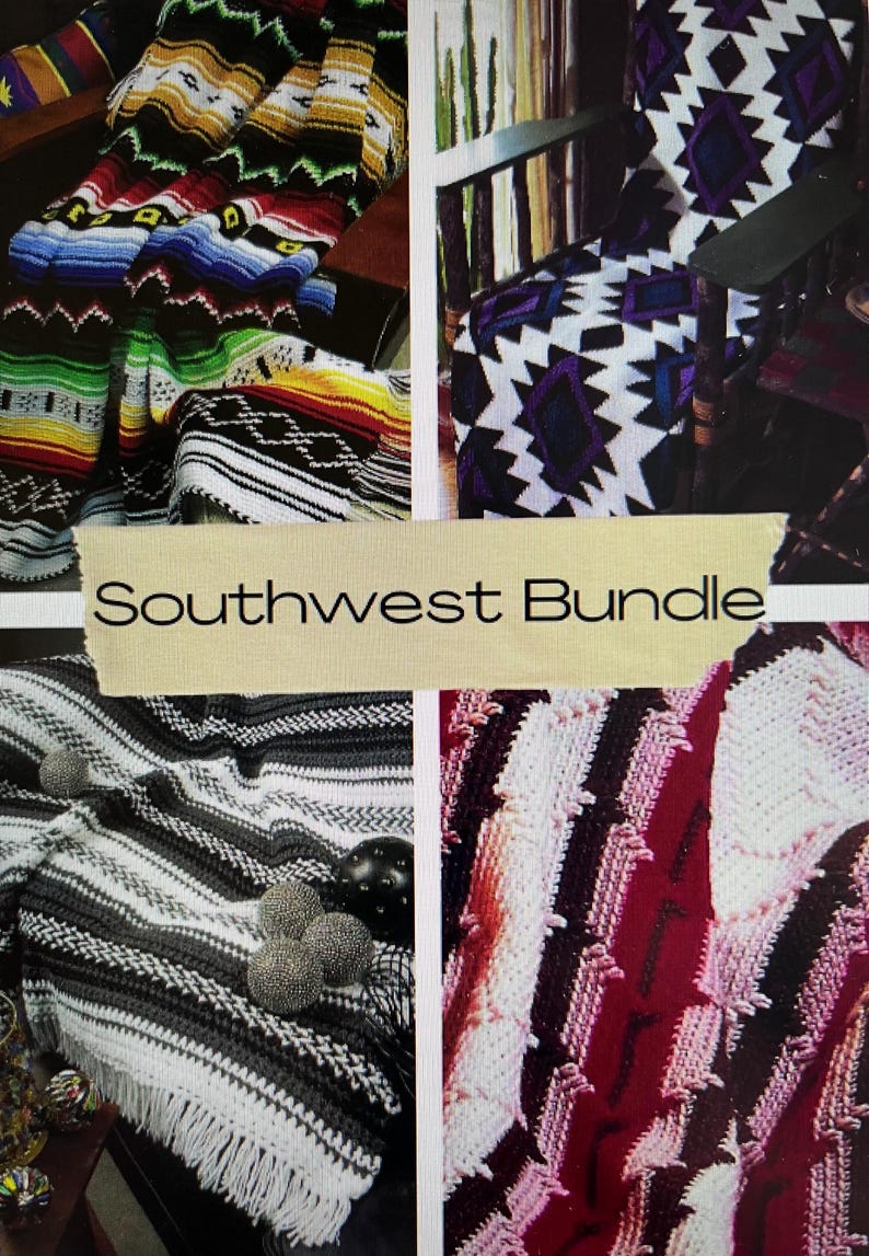 Southwestern Blanket Bundle CROCHET PATTERN Indian Blanket or Native ...