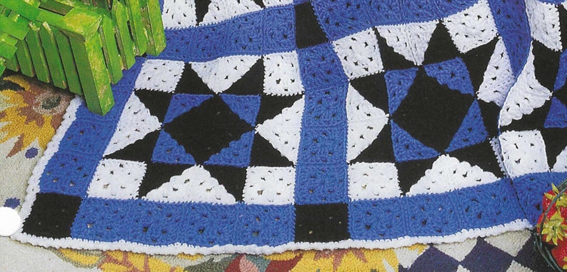 Blue Star Blanket Crochet Pattern Afghan Any Size Throw Motif Pattern ...