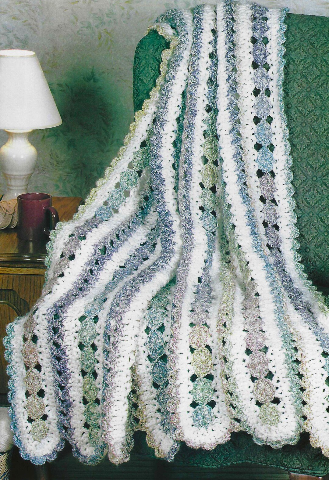 Yo-yo CROCHET Blanket PATTERN Lightweight Lacy Afghan in Pastel Colors ...