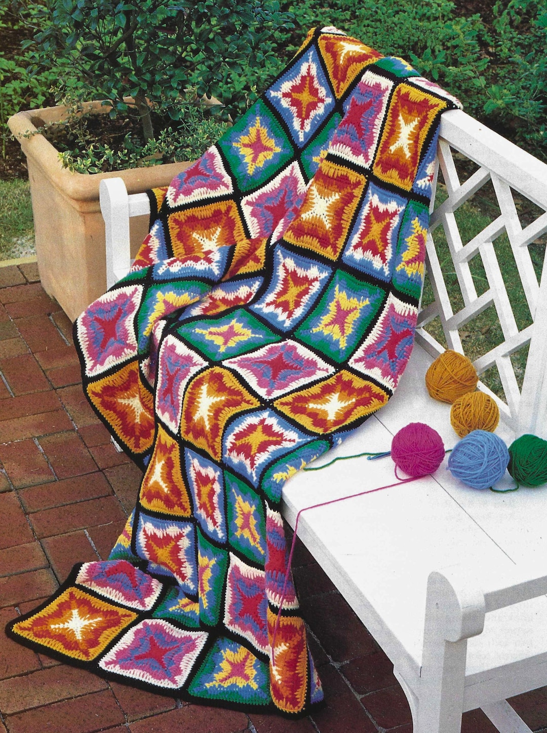 Firecracker CROCHET PATTERN Blanket Colorful Fiery Afghan With ...