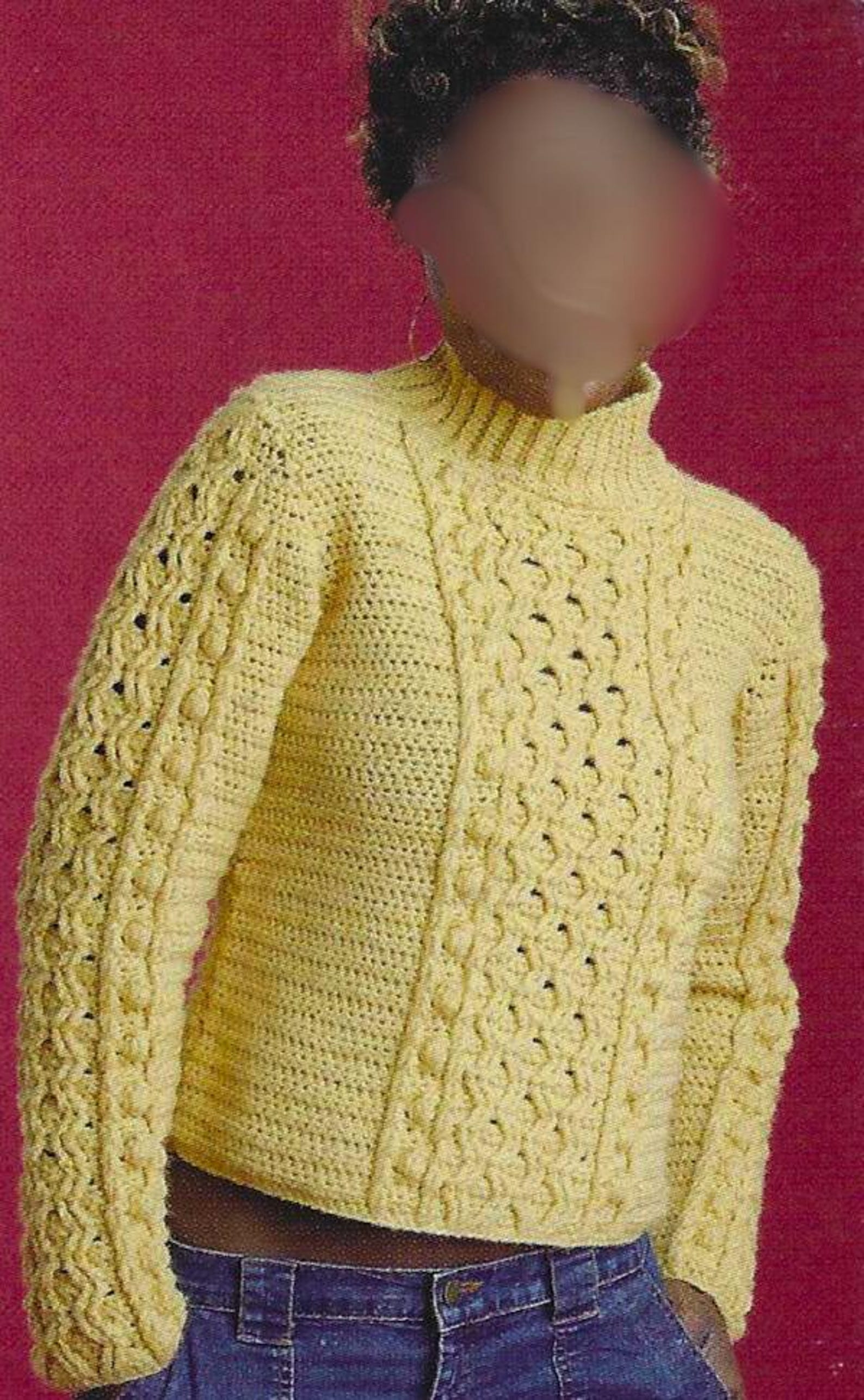 Vintage Cable Crochet Sweater PATERN, Women’s Turtleneck Pullover, Gift ...