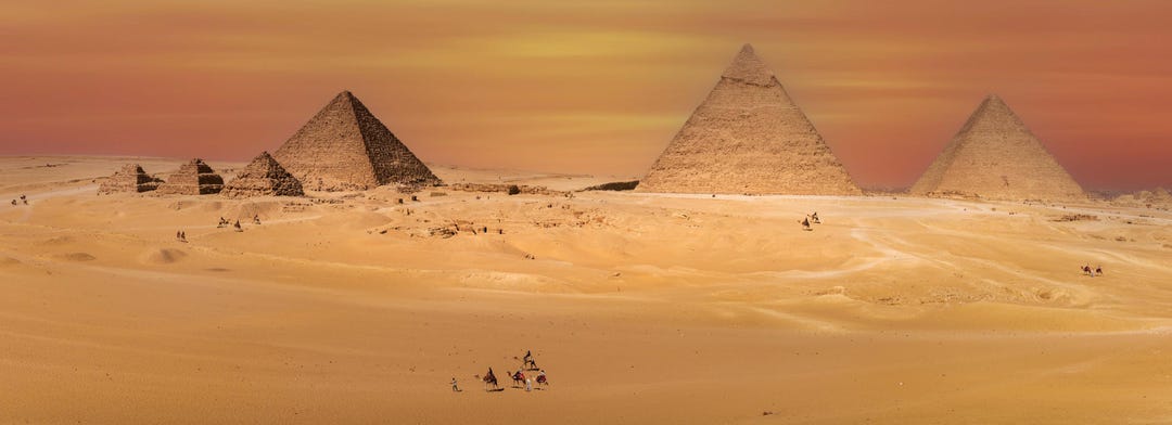Giza Pyramids Print, Ancient Pyramid Art, Egyptian Wall Art, Pyramid ...