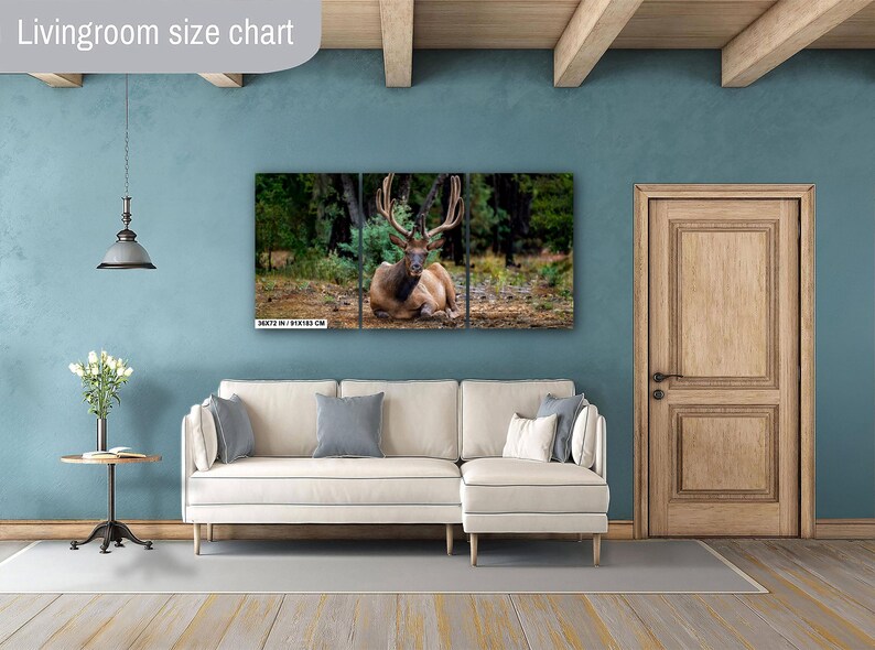 Bull Elk Canvas Print: Forest Wildlife Scene (rustic Home Decor) - Etsy