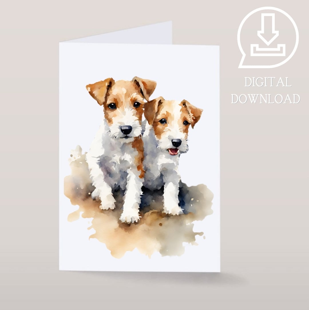 Two Foldable Dog Greeting Cards, Digital Download, Printable Cards ...
