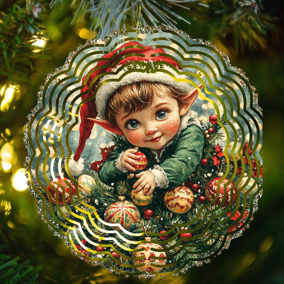 Cute Christmas Elf Wind Spinner | Holiday Yard Decor | Christmas Garden ...