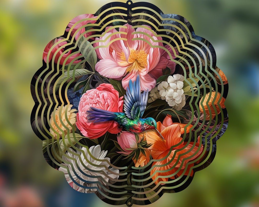 Hummingbird Metal Wind Spinner - Kinetic Garden Art -yard Decor ...