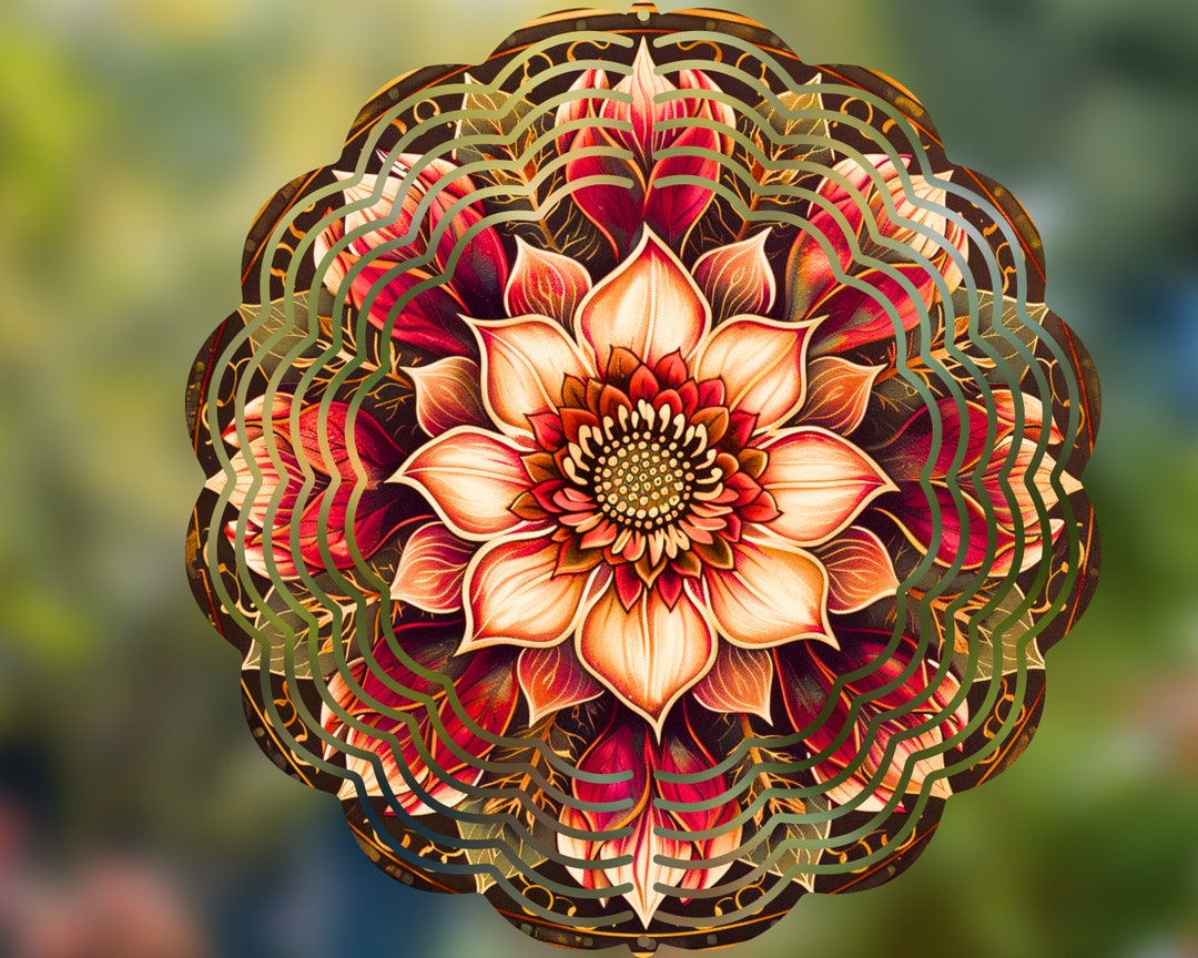 Vintage Lotus Mandala Wind Spinner | Metal Garden Art Sculpture ...