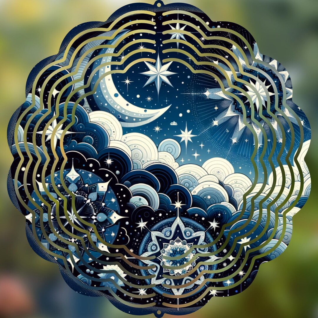 Solar System Wind Spinner With Moon & Stars – Cosmic Garden Decor - Etsy