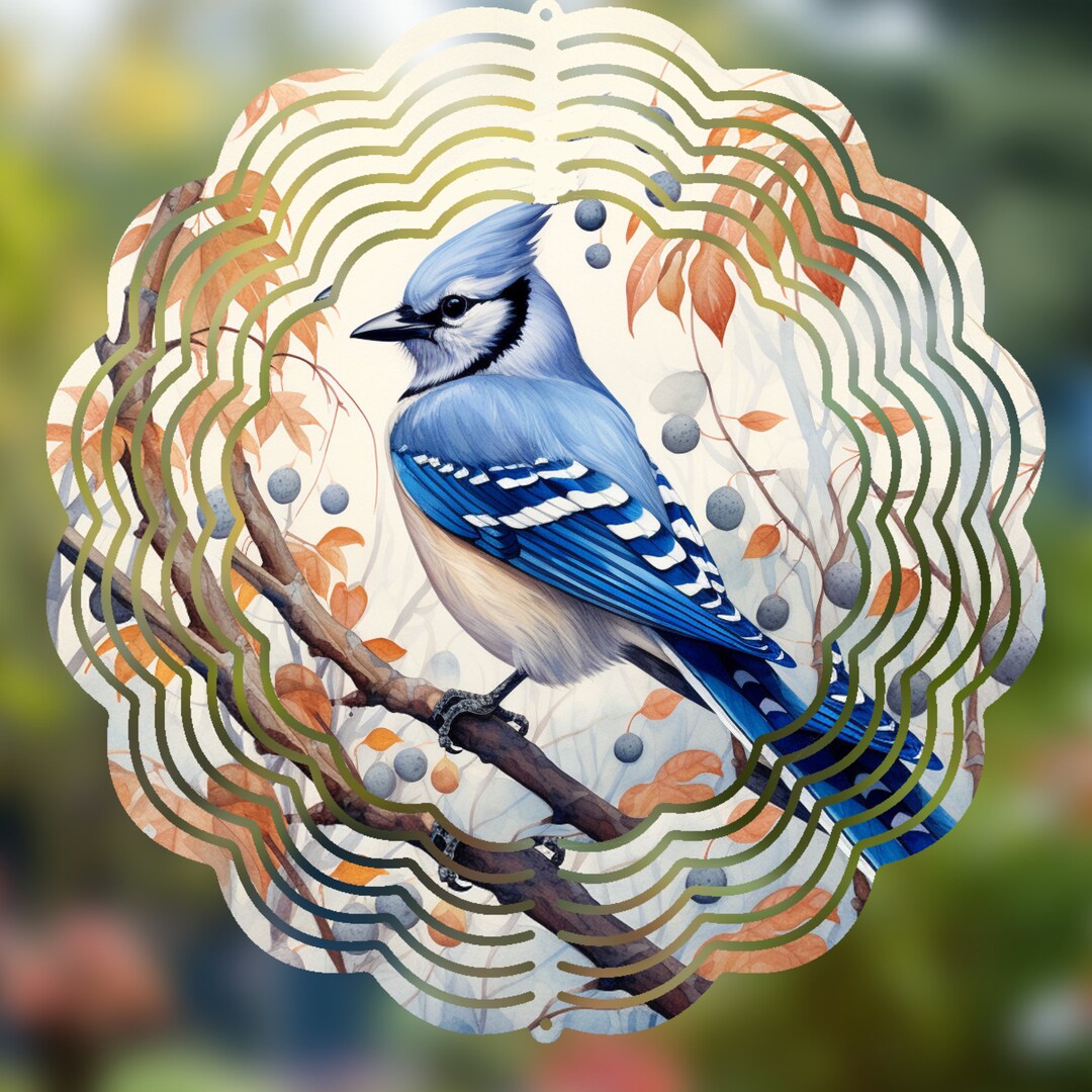 Blue Jay Metal Wind Spinner | Nature Inspired Garden Bird Art - Etsy