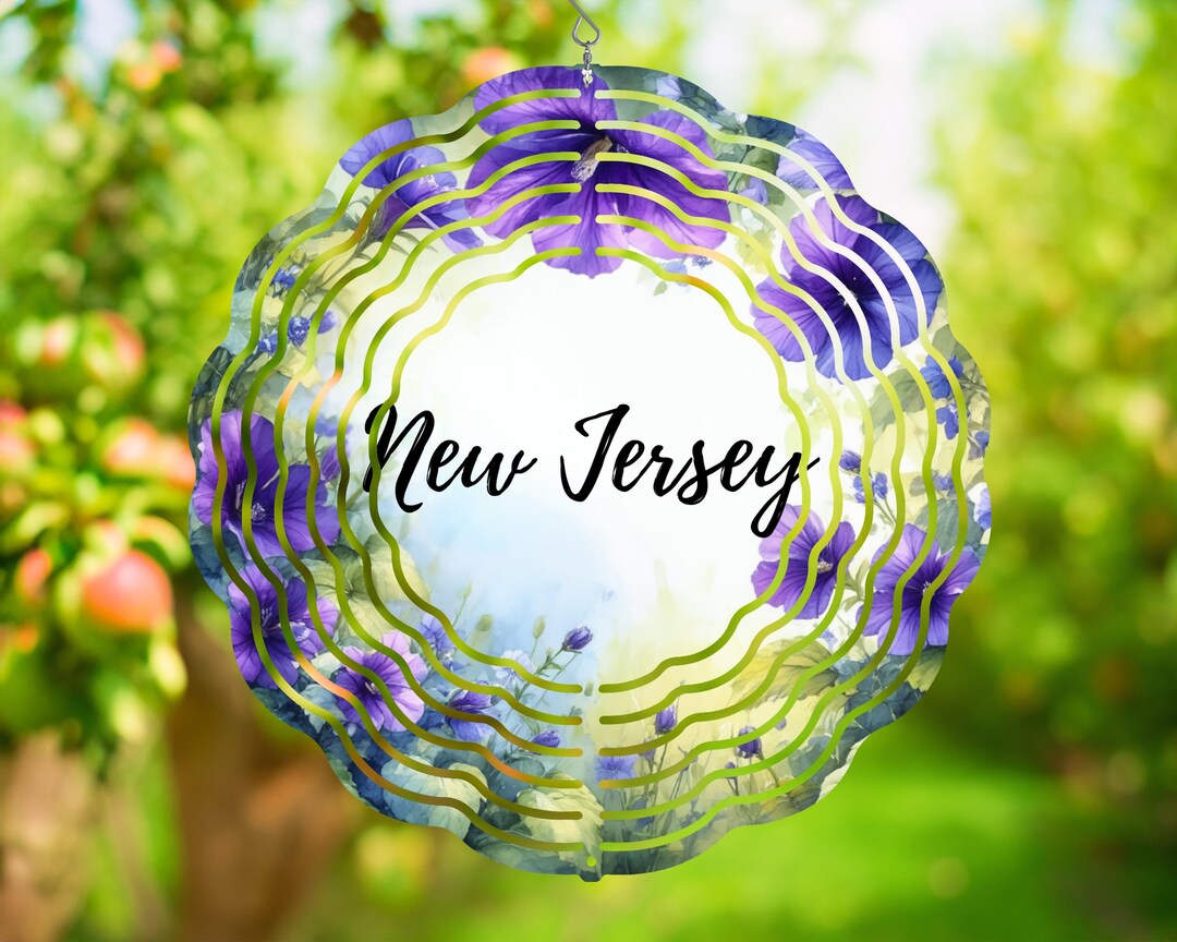 New Jersey Wind Spinner, Watercolor Floral Garden Decor, Purple ...
